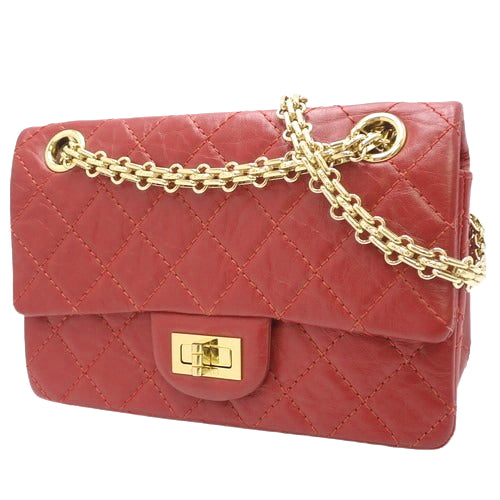 Matelasse/2.55 Chain Shoulder Bag, Aged Calfskin, Red, AS0874, Shoulde
