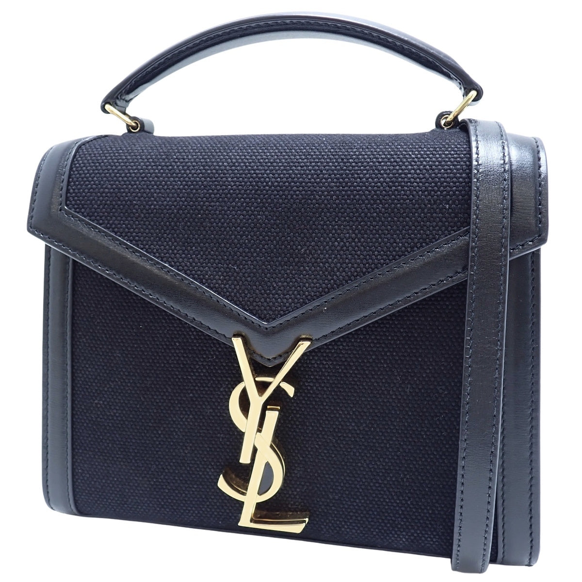 Cassandra Mini Top Handle Canvas Leather Black 623930